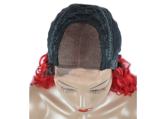 Pulgadas Afortunado-rojas coloreadas Ombre del cabello humano de la peluca del frente del cordón de la onda de agua 14~32
