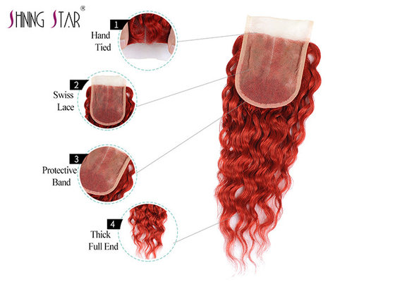El cabello humano rizado de la textura de la onda de agua lía color rojo del pelo brasileño