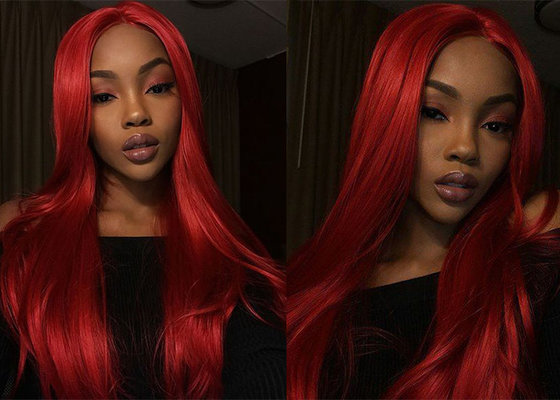 el rojo 99J coloreó paquetes con la armadura brasileña 10" del cabello humano del cierre - 26"
