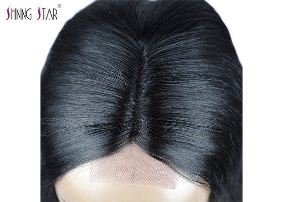 peluca recta coloreada 1B de la pieza de las pelucas U del frente del cordón del cabello humano 12 - 18 pulgadas