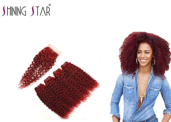 Ningunos paquetes peruanos rojos de vertimiento del pelo pueden ser trama teñida del pelo rizado de JC