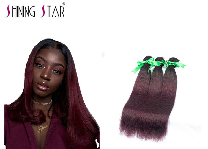 El cabello humano junta las piezas para 3 paquetes más largos de #1BBug de vino del color rojo de la extensión del pelo