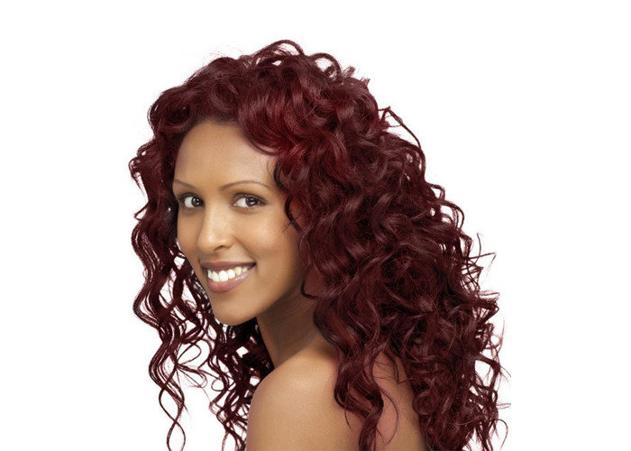 Clip profundo de la onda en color rojo rizado de la armadura #99J del cabello humano de las extensiones del pelo