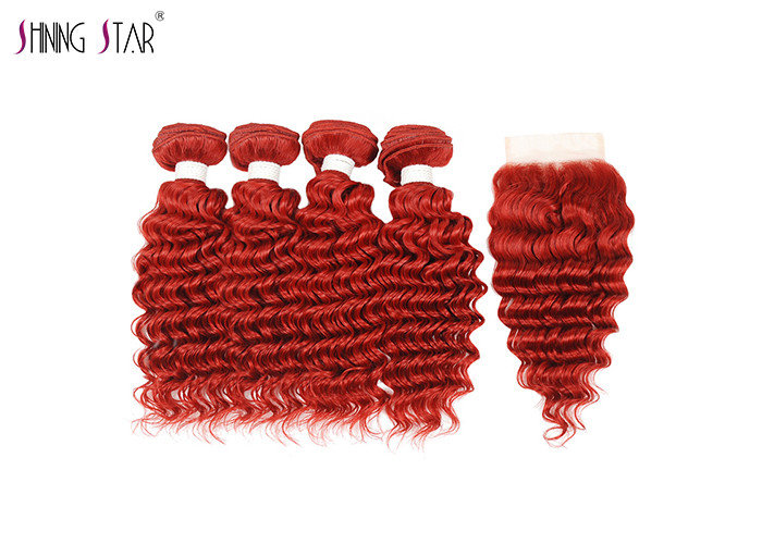 paquetes profundos brasileños del pelo de la onda 99J con los paquetes 100% de Borgoña del cabello humano del cierre