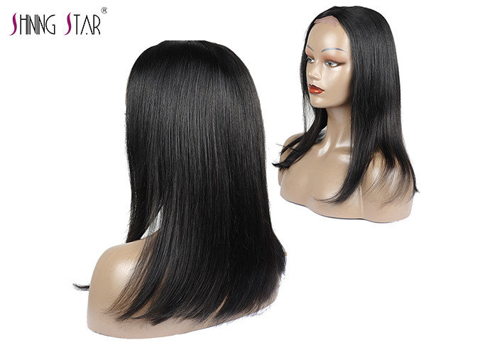 peluca recta coloreada 1B de la pieza de las pelucas U del frente del cordón del cabello humano 12 - 18 pulgadas