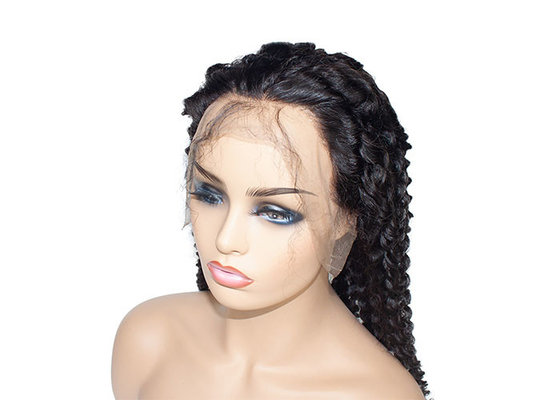burmese hair #1B black deep curly human hair lace wigs supplier