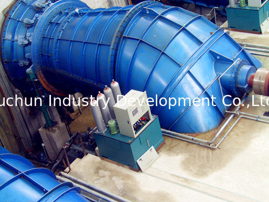 Small Tubular Turbine With Adjustable Runner Blades , Hole Bulb Low Head Hydro Turbine