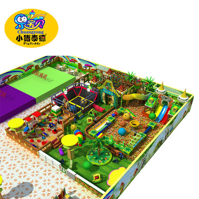 Preschool Kids Indoor Playground Equipment PVC Foam Wooden Material