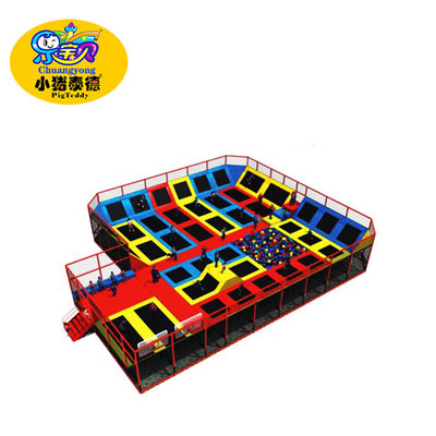 Big Capacity Jump Trampoline Park With Safety Net Fire Resistance