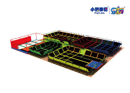 Adult Big Indoor Trampoline Park  , Amusement High Jump Trampoline