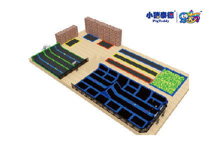 Amusement Jump Trampoline Park PVC Galvanized Steel PE Material Eco - Friendly