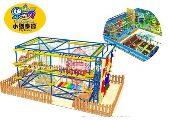 Colorful Ninja Obstacle Course Equipment / Indoor Rope Courses Climbing Adventure Park