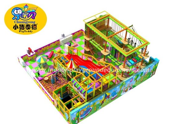 Rectangle Indoor Ropes Course Adventure Playground With Slide Customized