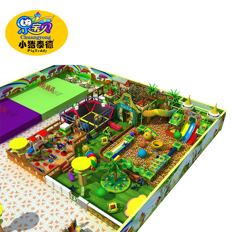 Preschool Kids Indoor Playground Equipment PVC Foam Wooden Material