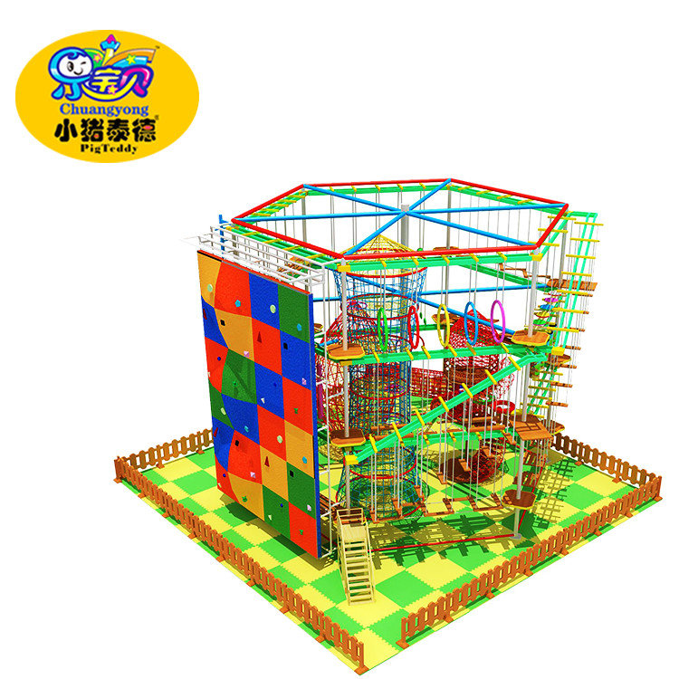 2018 hot sale kiddie and adult indoor one Layer Ropes Course, low ropes course