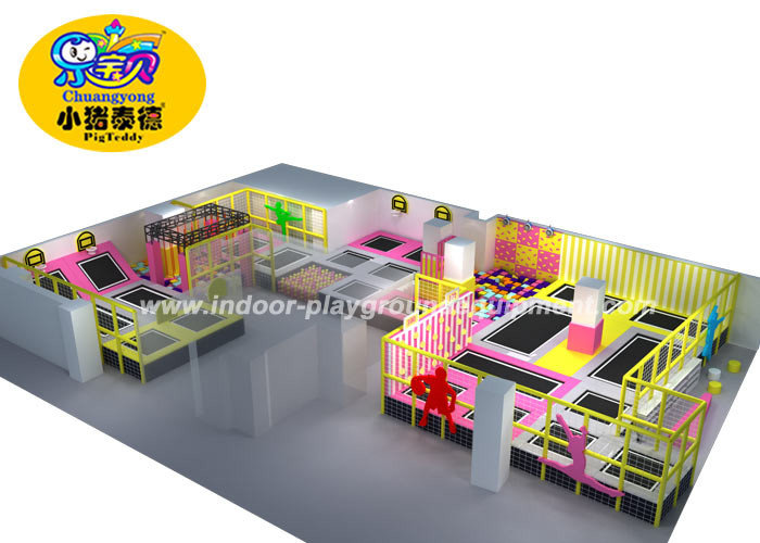 Colorful Children Playground Equipment / Jump Indoor Trampoline Park