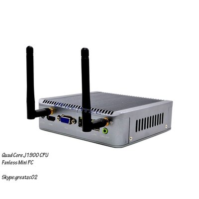 DC12V Fanless Embedded Computer , Quad Core Celeron J1900 CPU Industrial Atom PC