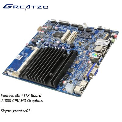 Industrial Grade Fanless Motherboard Dual Core J1800 CPU , LVDS HDMI VGA Display