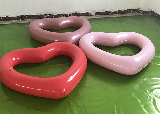 Rose Golden Heart Swimming Pool Floats , 110*60cm Water Play Cool Pool Rafts
