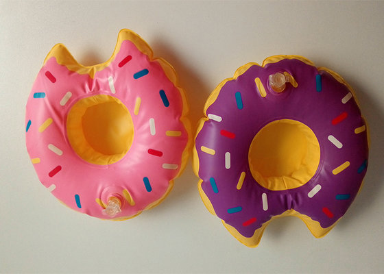 Pink / Purple / Brown Inflatable Cup Holder Donut Drink Holder for Pool Rack