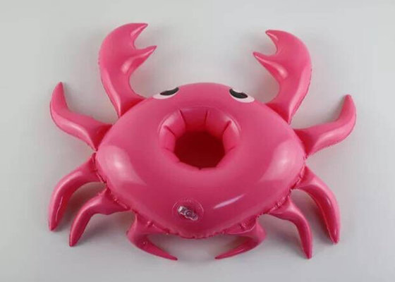 Pink Crab Cup Holder Floats , 0.15mm PVC Pool Drink Holder Waterproof / UV Resistant