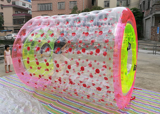 Large Size Inflatable Walking Roller , Red Inflatable Rolling Ball Water Roller Toy