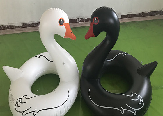 CE cheap PVC slice lounge swimming custom inflatable toy black swan ring float