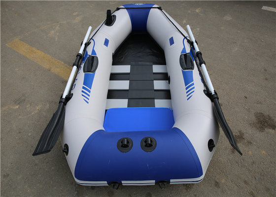 White 0.7mm PVC Inflatable Sea Kayak , Wood Air Deck 2 Person Inflatable Kayak