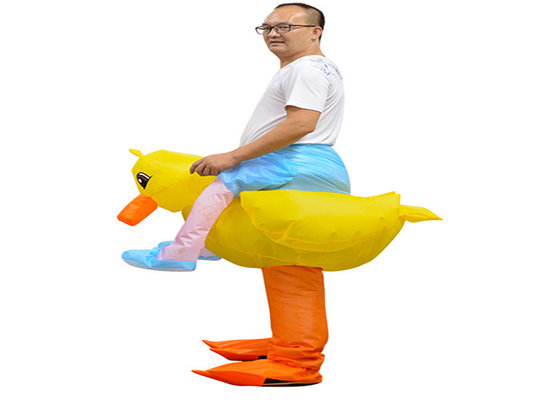 Adult Polyester Inflatable Garden Toys , Yellow Duck Costume Suit Blow Up Toys