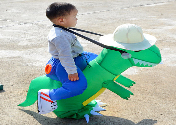 Dinosaur Costume Suit Children'S Inflatable Garden Toys , Green / Yellow Inflatable Baby Toys