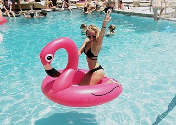 0.7kg N.W. 0.25mm PVC 120cm Pink Color Inflatable Water Floats Flamingo Ring Float