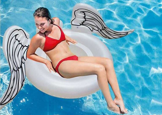 Angel Wing Inflatable Pool Toys 180*105cm , White Swimming Pool Rafts