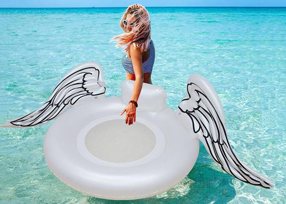 White Angle Wing Floating Swim Mat , Gold Eco-friendly Swimming Pool Floats
