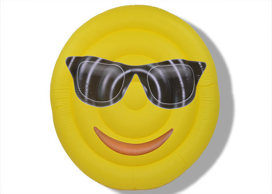2 People Support Swimming Pool Floats 0.3mm PVC Yellow Smile Face Buoy Toy