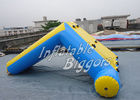 Brazil Trampoline Inflatable Floating Water Slide Yellow Blue , Water Amusement Park