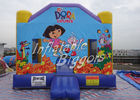 Kindergarten Dora Commercial Inflatable Bouncers Blue PVC , 100lbs - 600lbs