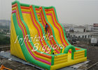 Large Double Lanes Kids Inflatable Slides Yellow , Amusement Park Inflatable