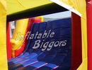 Yellow Kids Inflatable Combo Jumping Bounce Houses Advertisement With Blower