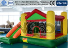 Commercial Jumping Inflatable Bounce House Slide Combo Green PVC With Happy Hop