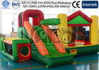 Commercial Jumping Inflatable Bounce House Slide Combo Green PVC With Happy Hop