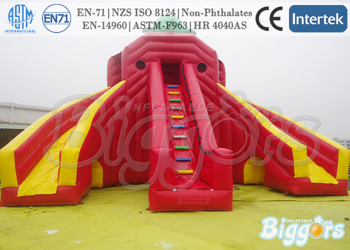 Giant PVC Red Kids Inflatable Dry Double Slides For Rental Backyard Inflatable Biggor