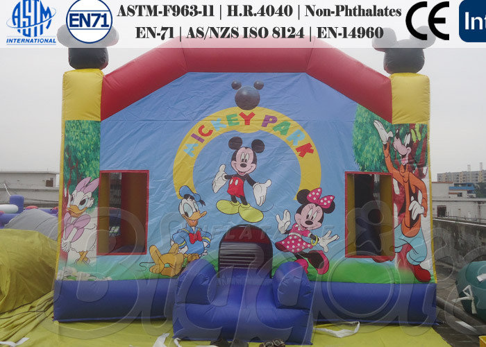Children's Commercial Inflatable Bouncers Mickey Mouse Castle Fireproof
