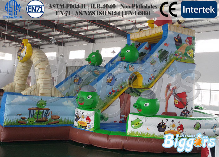 Fun Commercial Kids Inflatable Water Slides , PVC Tarpaulin Crazy Bird Bouncy Castle