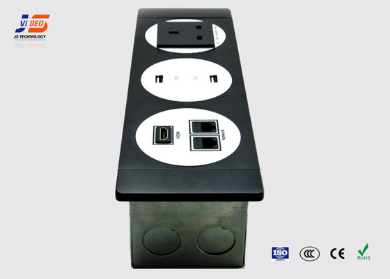 Hotel Power Plug Tabletop Socket Box Black / Silver Brushed Convenient