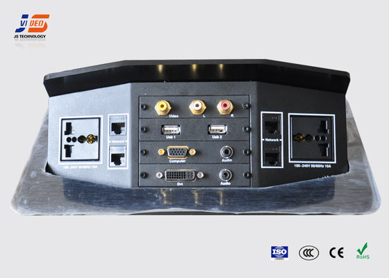Hidden Aluminum Conference Table Connection Box Pop Up Audio Video Table Socket