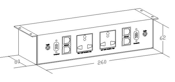 Undertable Multifunction Multimedia Connection Box Socket UK 3 Pin 220V