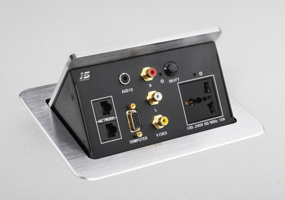 Electrical Power Plug Conference TableTop Interconnect Box , RJ45 HDMI VGA
