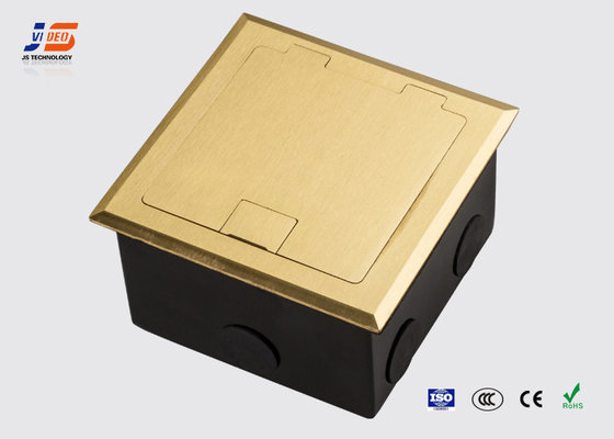 Multi-Media Recessed Floor Box Network With Brushed Stainless Panel