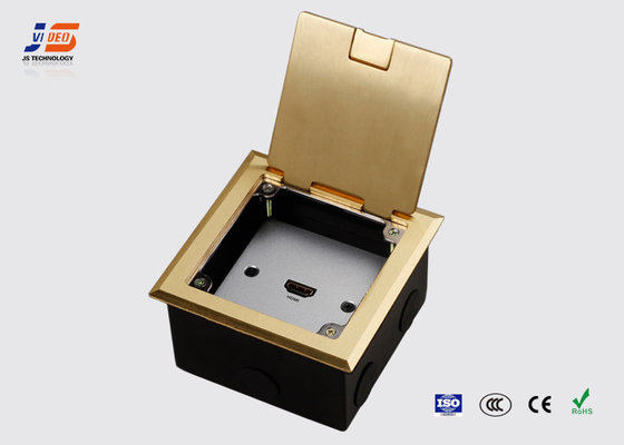 Multi-Media Recessed Floor Box Network With Brushed Stainless Panel