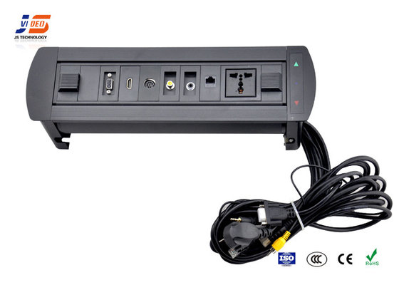 Aluminum Tabletop Connection Box Electrical Flip Socket Audio Video Interface